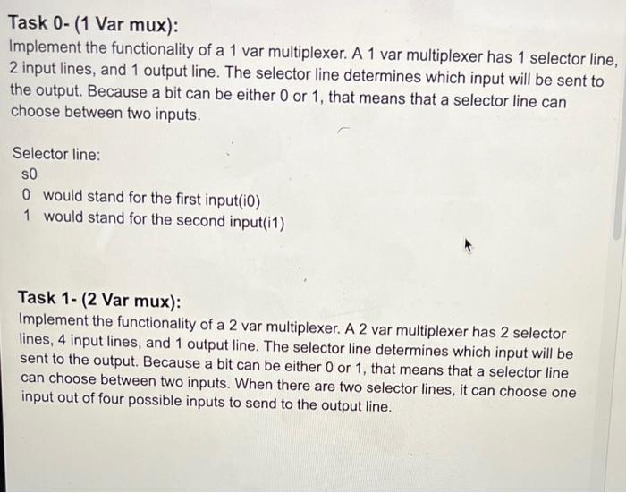 Solved Task 0 1 Var Mux Implement The Functionality Of A 4679