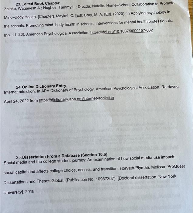 Rewrite the following references in correct seventh | Chegg.com