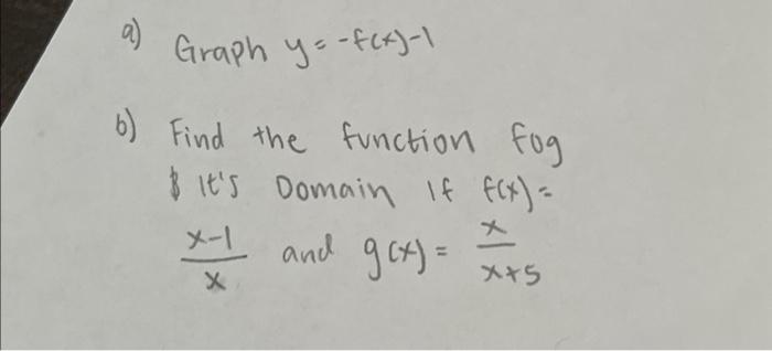 Solved a) Graph y=−f(t)−1 b) Find the function fog \&it's | Chegg.com
