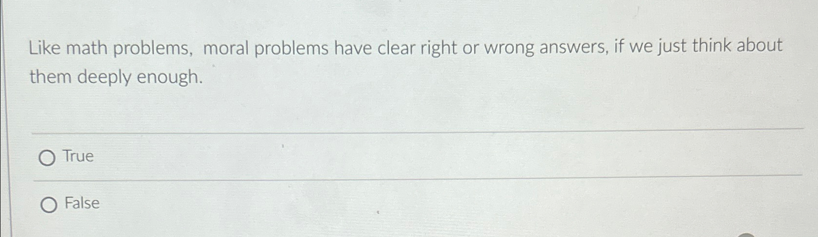 Solved Like math problems, moral problems have clear right | Chegg.com