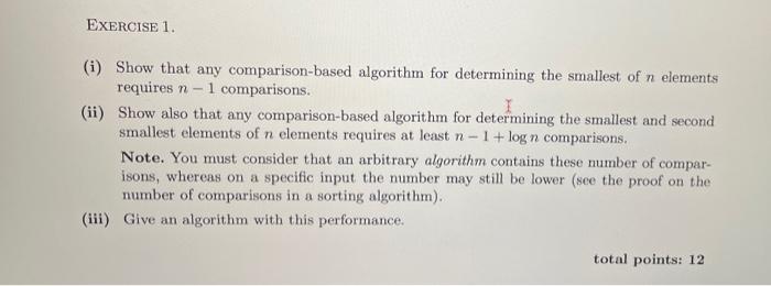 Solved Exercise 1 I Show That Any Comparison Based 2714