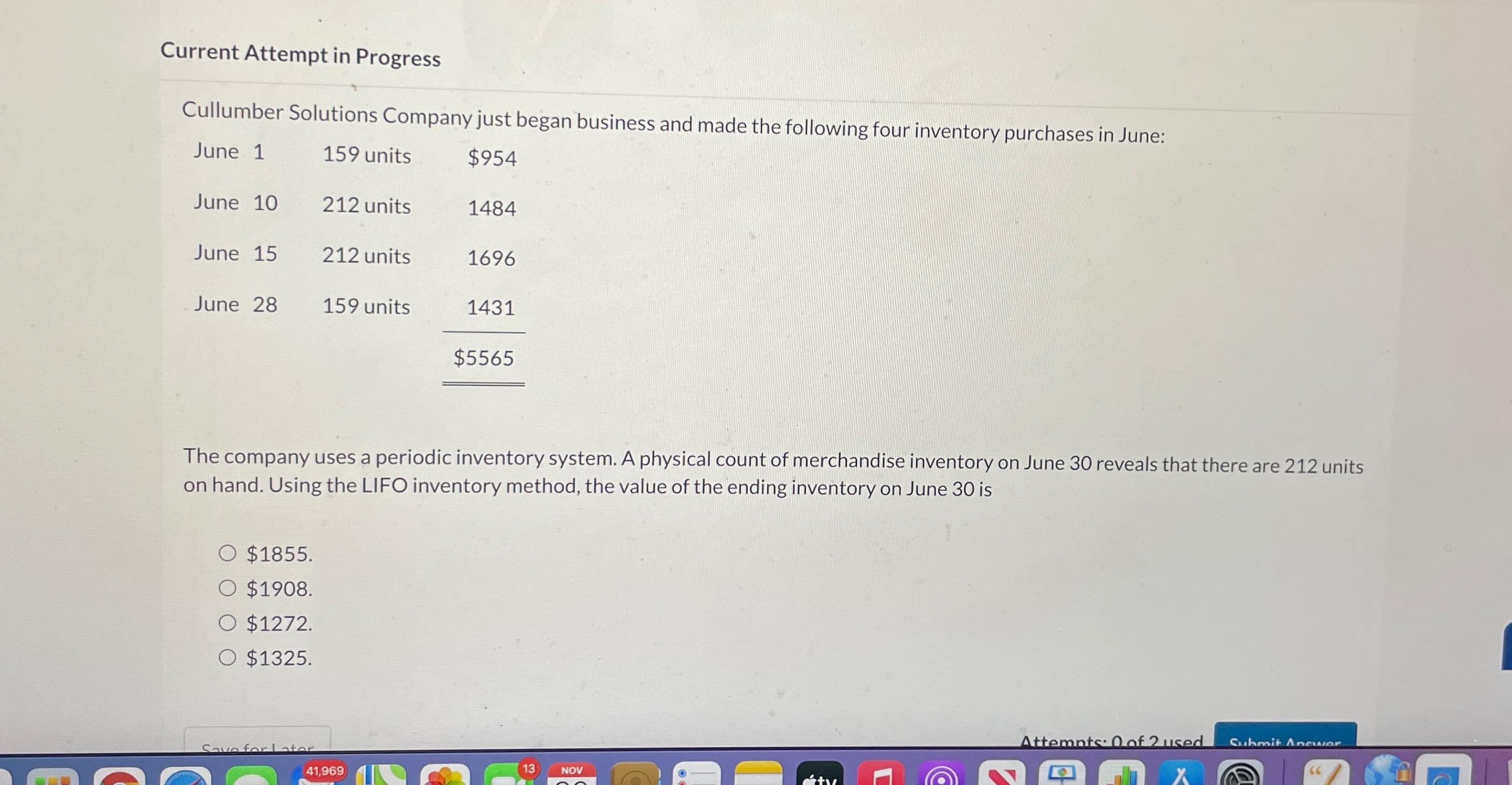 Solved Current Attempt in Progress\table[[Cullumber | Chegg.com