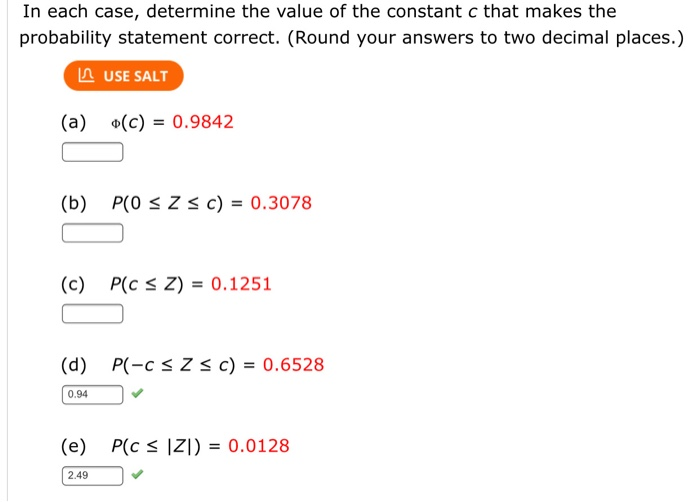 Solved In each case, determine the value of the constant c | Chegg.com