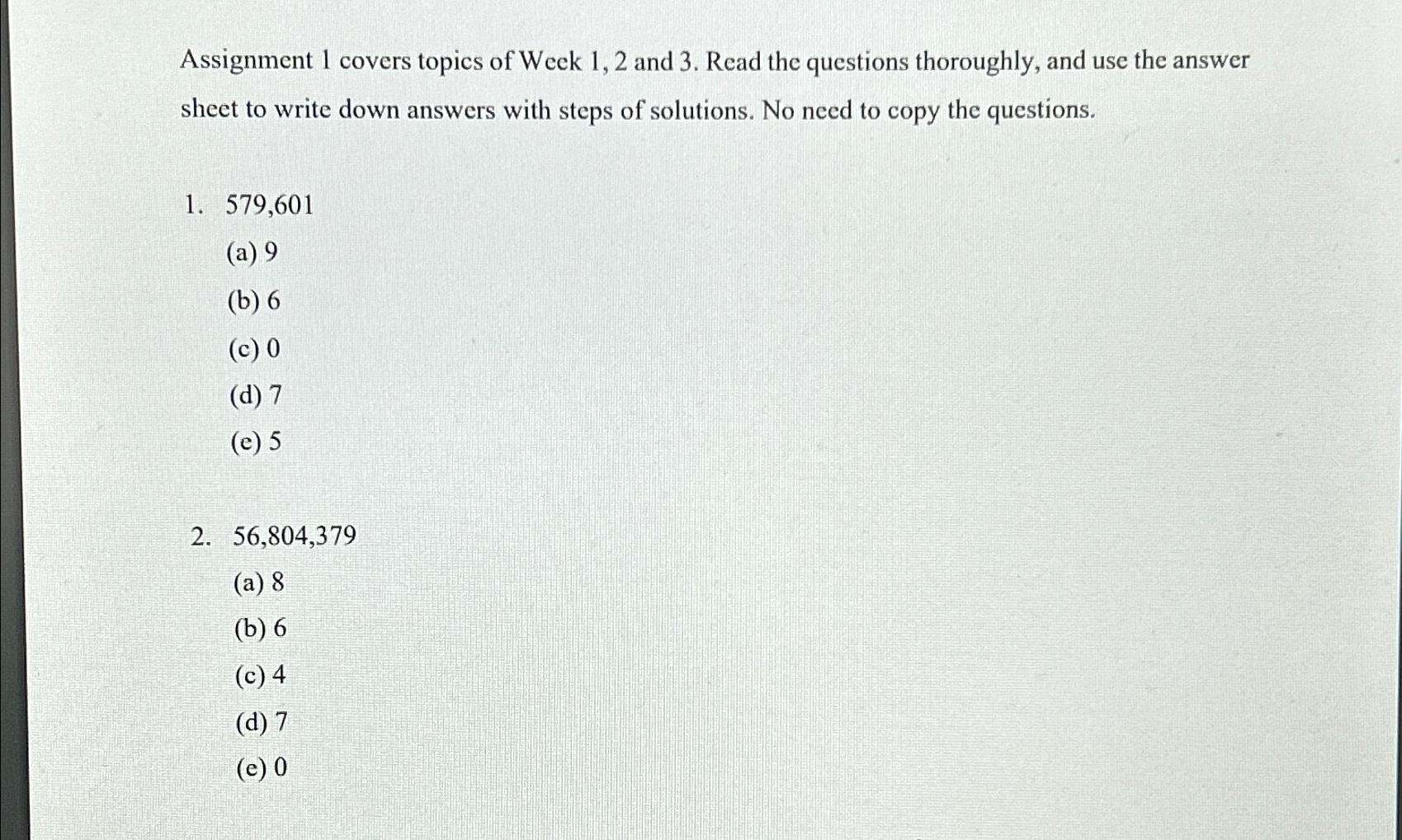Solved Assignment 1 ﻿covers topics of Week 1,2 ﻿and 3. ﻿Read | Chegg.com