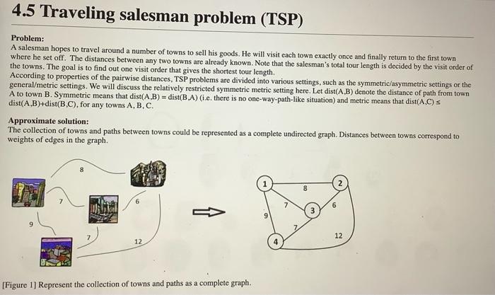 Solved 4.5 Traveling salesman problem (TSP) Problem: A | Chegg.com