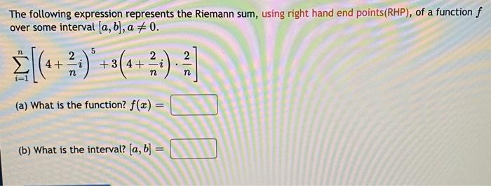 Solved The following expression represents the Riemann sum, | Chegg.com Solved The following expression represents the Riemann sum, | Chegg.com