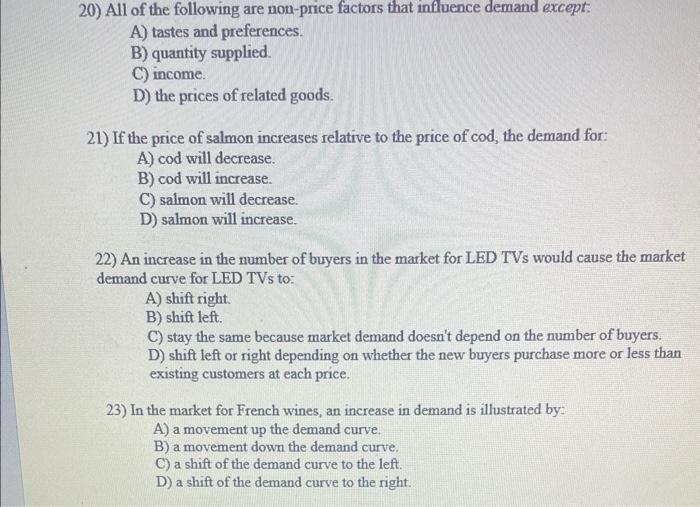 Solved 20) All of the following are non-price factors that | Chegg.com