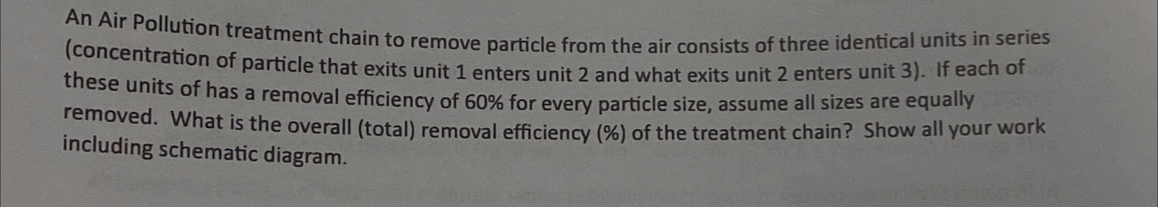 Solved An Air Pollution treatment chain to remove particle | Chegg.com