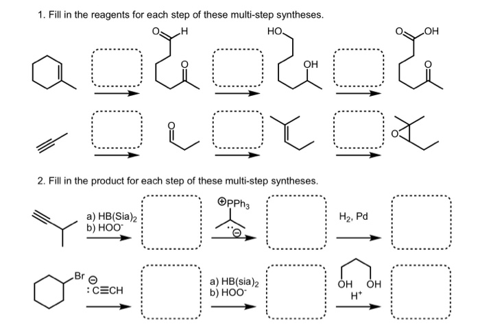 Solved 1. Fill in the reagents for each step of these | Chegg.com