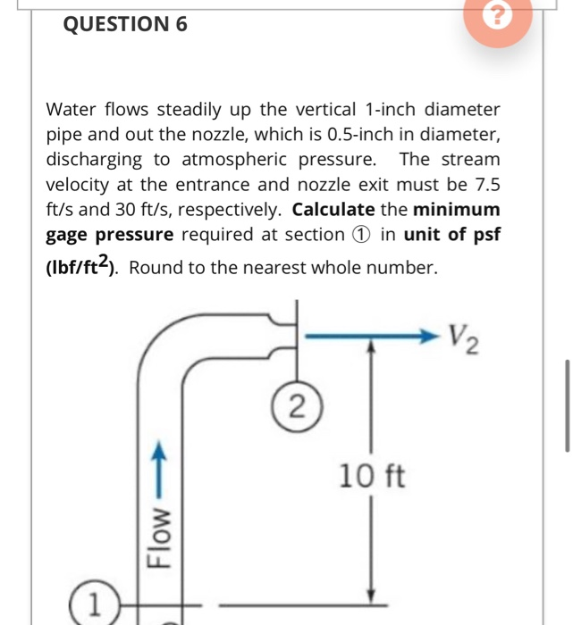 Solved QUESTION 6 Water flows steadily up the vertical | Chegg.com