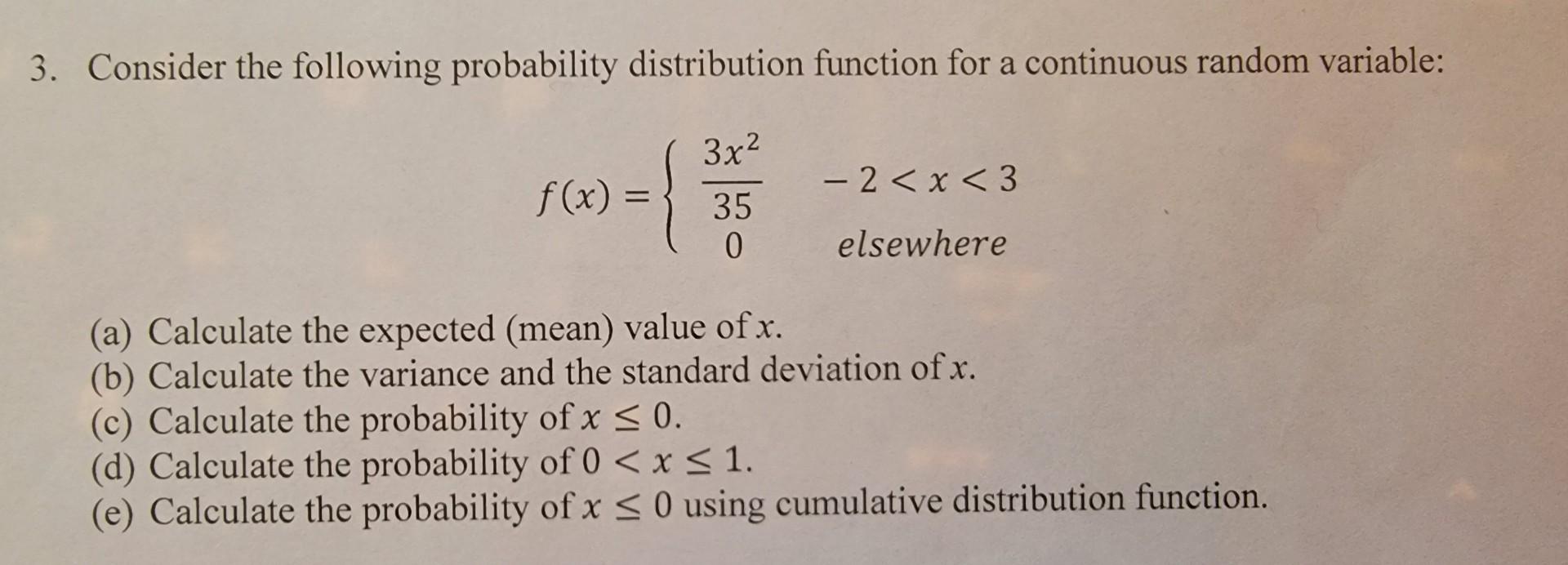 Solved Consider the following probability distribution | Chegg.com