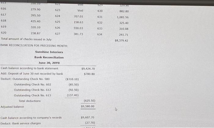 Solved Bank Reconciliation and Entries Sunshine Interiors | Chegg.com