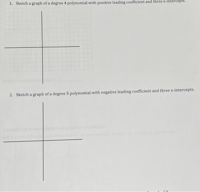 1. Sketch a graph of a degree 4 polynomial with | Chegg.com