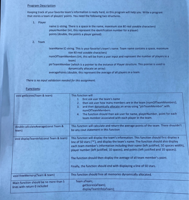 Solved Program Description: Keeping track of your favorite | Chegg.com