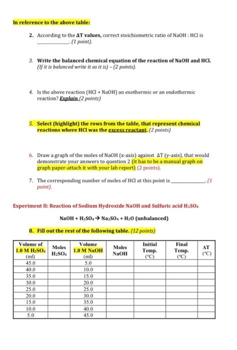 Solved Experiment 6: Stoichiometry and Limiting Reactants | Chegg.com