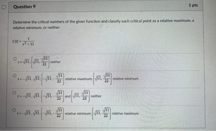 Solved Determine the critical numbers of the given function | Chegg.com