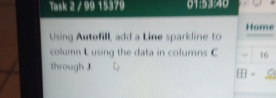 Solved Using Autofili add a tine sparkline to column I using | Chegg.com