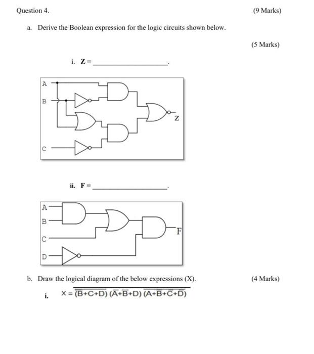 Solved (9 Marks) Question 4. a. Derive the Boolean | Chegg.com