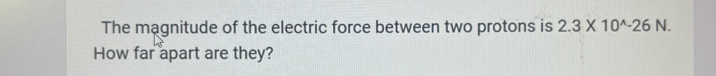 Solved The Magnitude Of The Electric Force Between Two