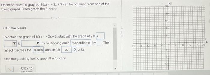 Solved Describe how the graph of h(x)=−2x+3 can be obtained | Chegg.com