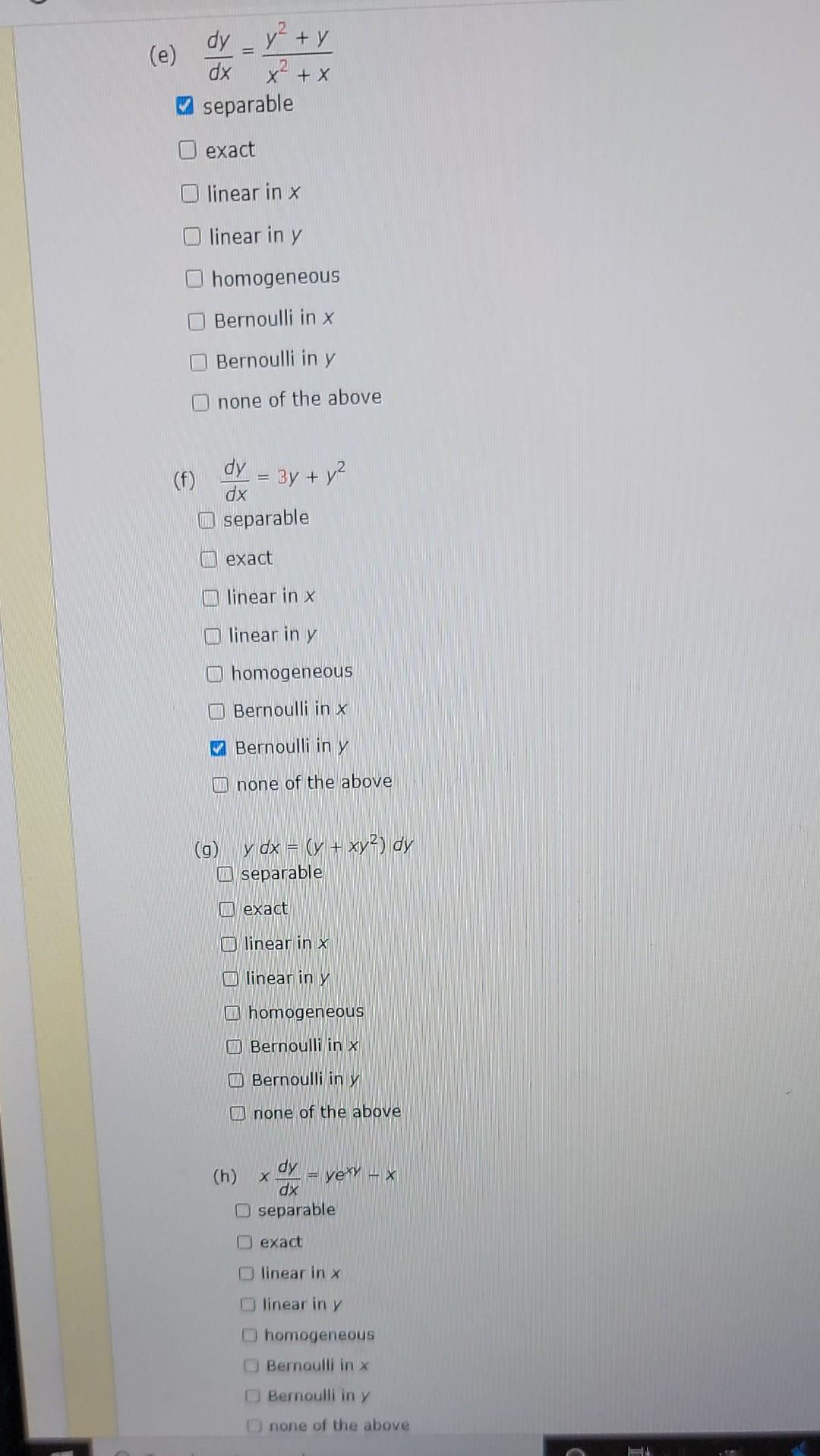 Solved Classify each differential equation as separable, | Chegg.com