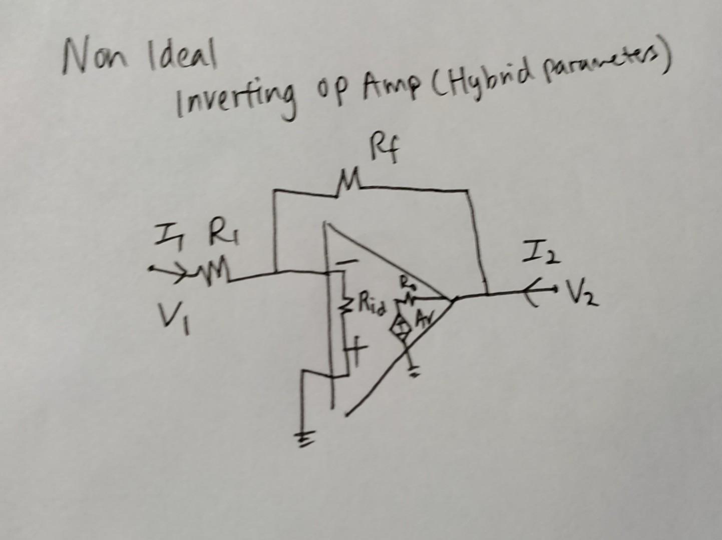 Solved Non Ideal Inverting op Amp (Hybrid parameters) Rf IRI | Chegg.com