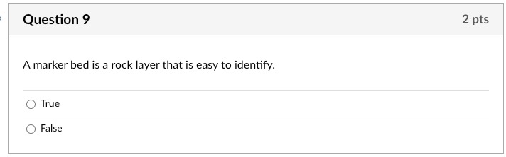 Solved Question 9A marker bed is a rock layer that is easy | Chegg.com