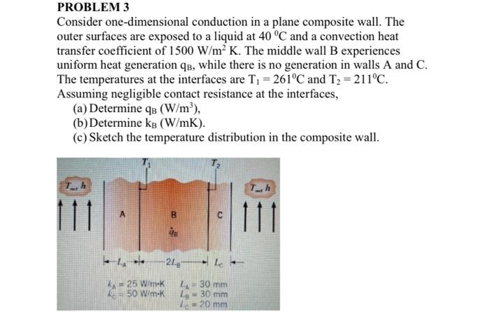 Solved PROBLEM 3 Consider one-dimensional conduction in a | Chegg.com
