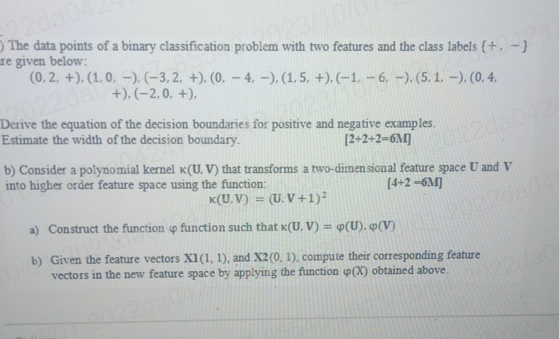 Solved The data points of a binary classification problem | Chegg.com