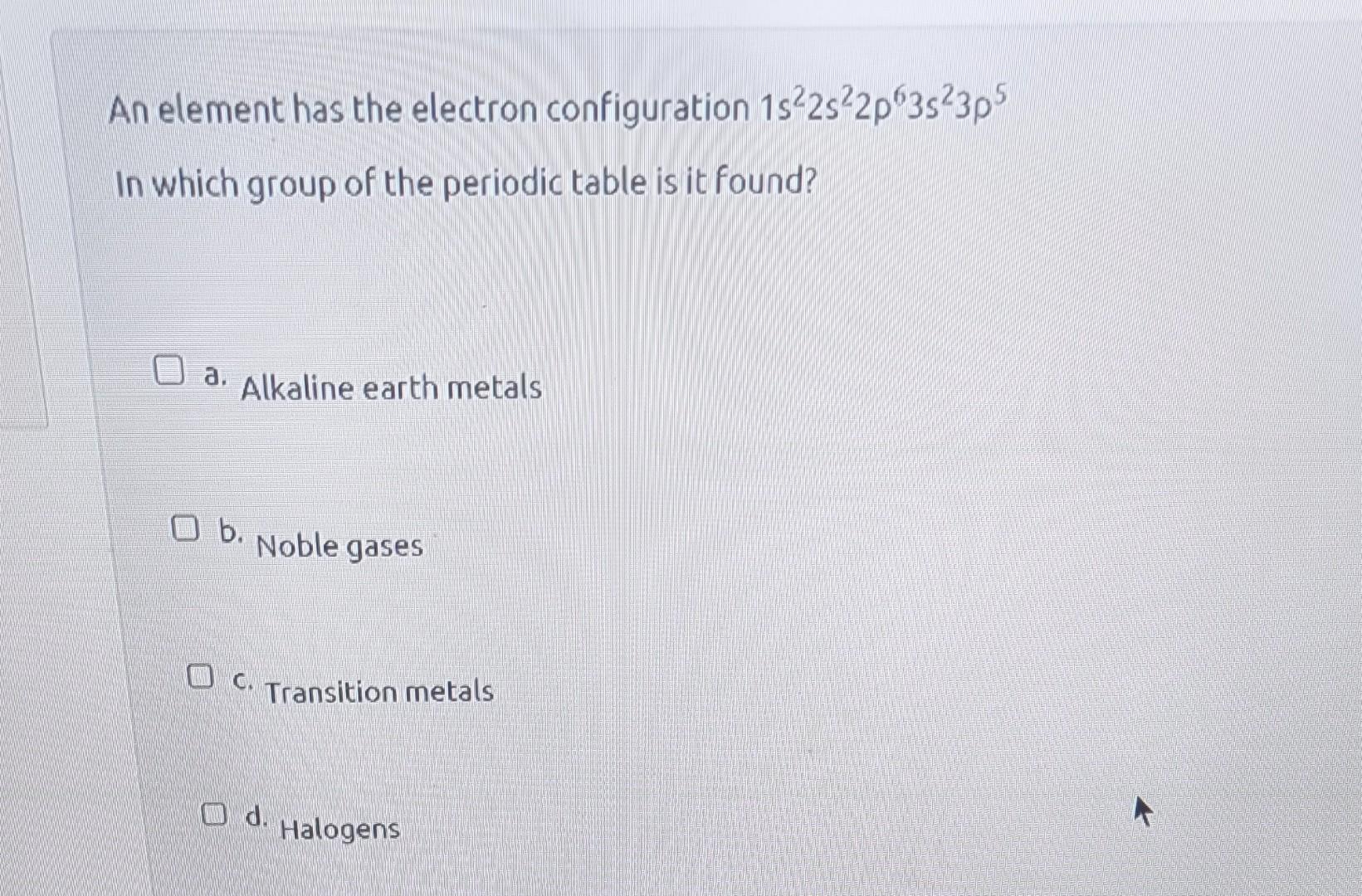 Solved An element has the electron configuration | Chegg.com