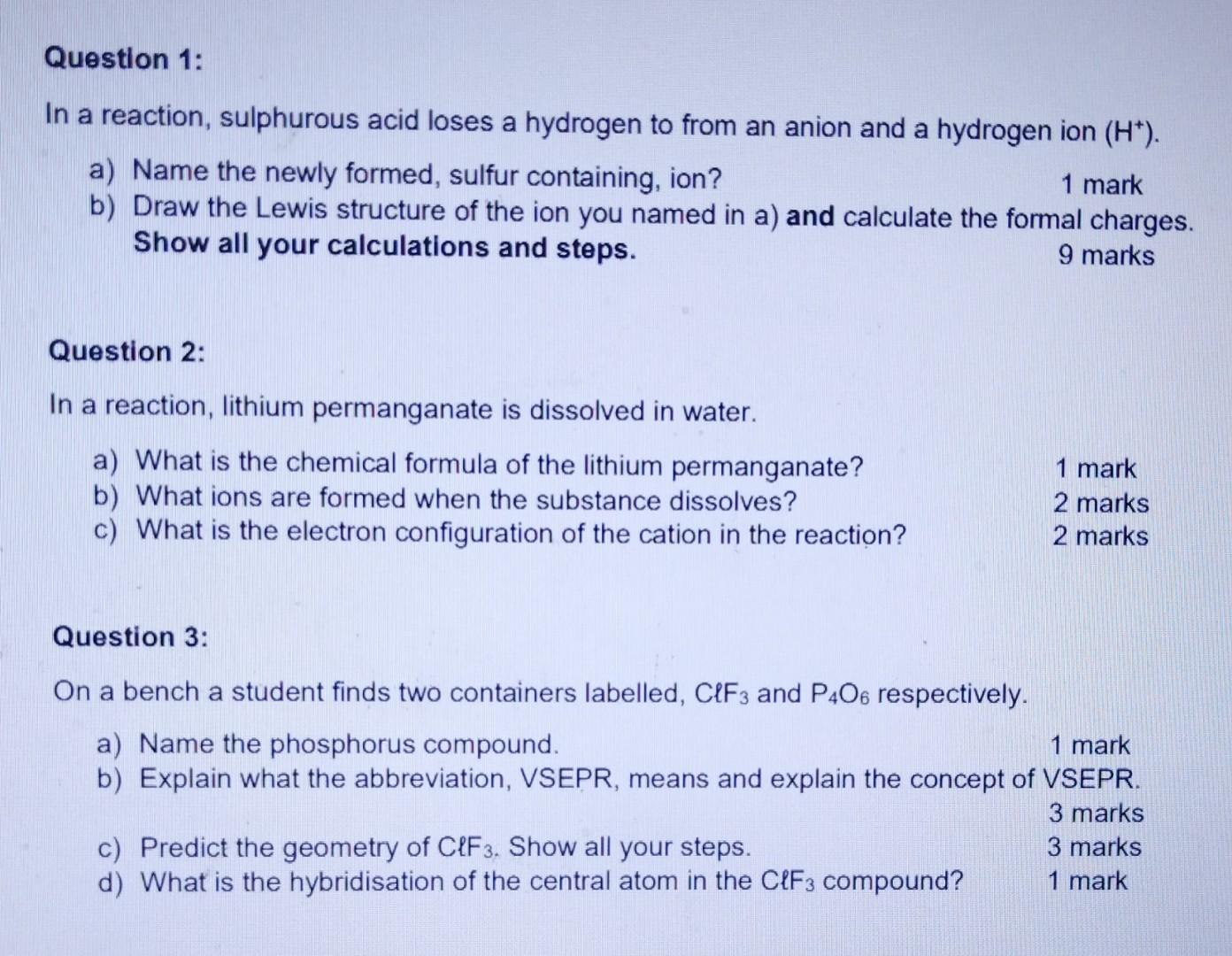 Solved In a reaction, sulphurous acid loses a hydrogen to | Chegg.com
