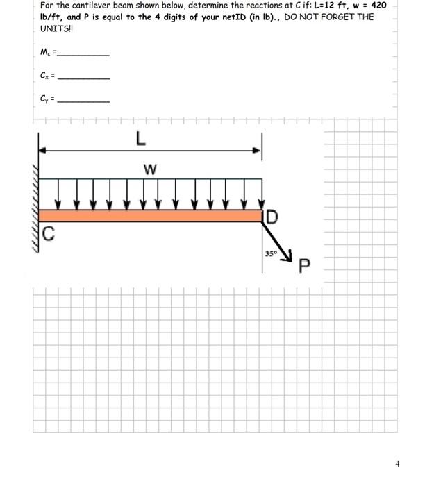 Solved For the cantilever beam shown below. determine the | Chegg.com