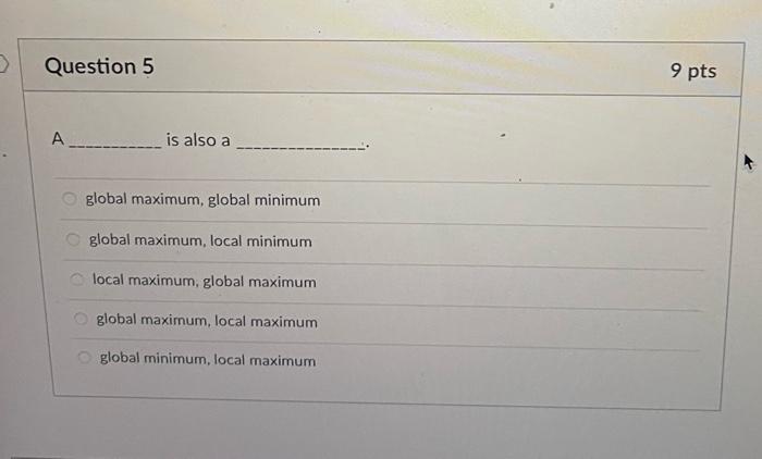 Solved A is also a global maximum, global minimum global | Chegg.com