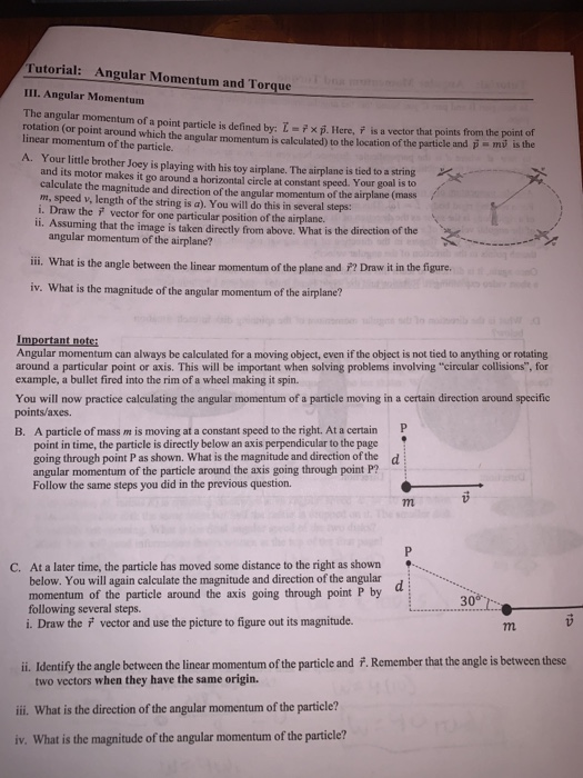 Solved Tutorial: Angular Momentum and Torque TIL. Angular | Chegg.com