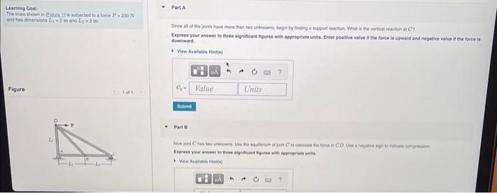 Solved Figure - Past 10Use the equilibrium of joint C to | Chegg.com