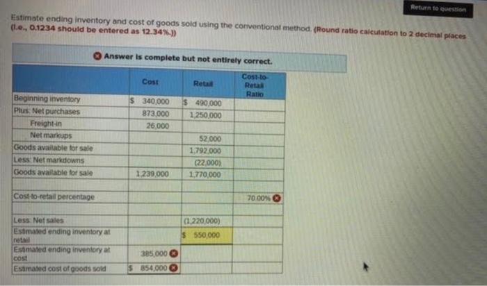 Solved Return to question Estimate ending Inventory and cost | Chegg.com