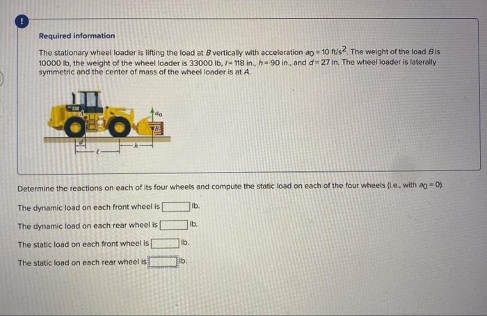 Required information The stationary wheel loader is | Chegg.com