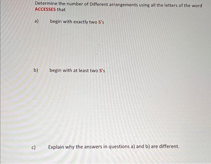 Solved Determine the number of Different arrangements using | Chegg.com