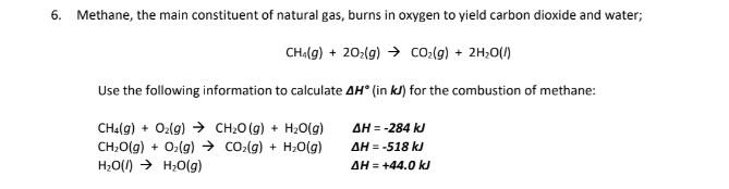 Solved Methane, the main constituent of natural gas, burns | Chegg.com