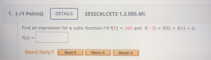 Solved 1. [-/1 Points) DETAILS SESSCALCET2 1.2.005.MI. Find | Chegg.com