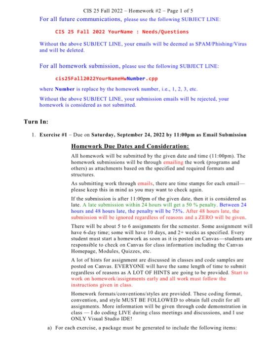Solved CIS 25 Fall 2022 - Homework 22 - Page 1 of 5 For all | Chegg.com