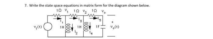Solved 7. Write the state space equations in matrix form for | Chegg.com