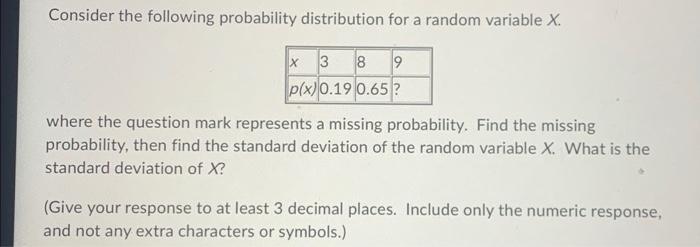 Solved Consider the following probability distribution for a | Chegg.com