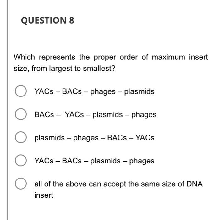 Solved Which represents the proper order of maximum insert | Chegg.com