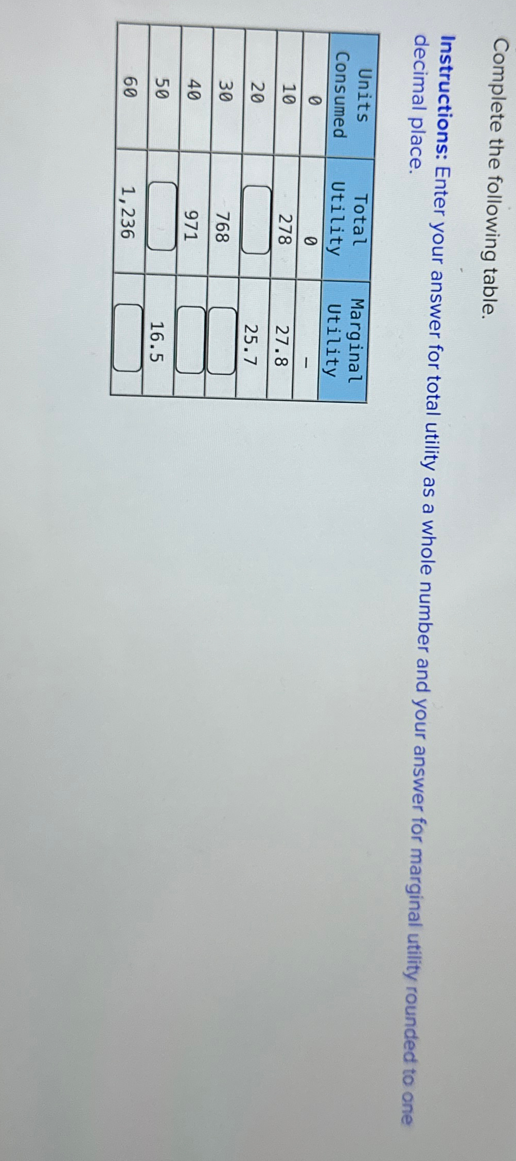 Complete the following table.Instructions: Enter your | Chegg.com