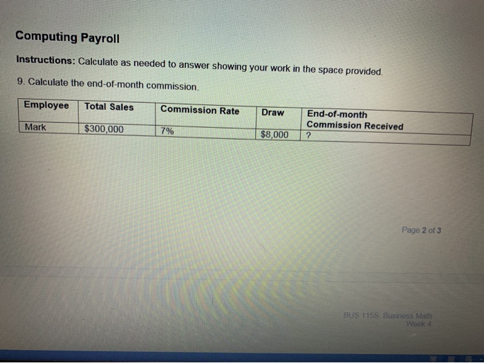Solved Computing Payroll Instructions: Calculate as needed | Chegg.com