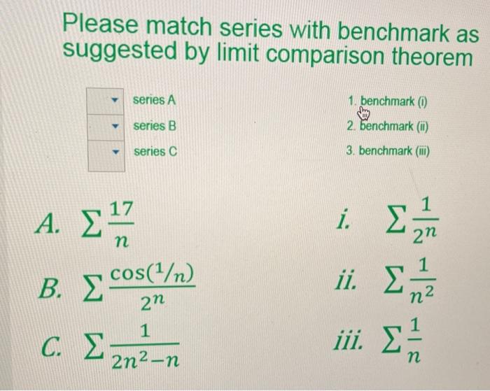 Solved Please match series with benchmark as suggested by | Chegg.com