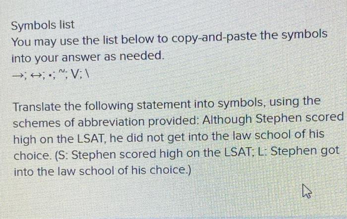 Solved Symbols list You may use the list below to | Chegg.com