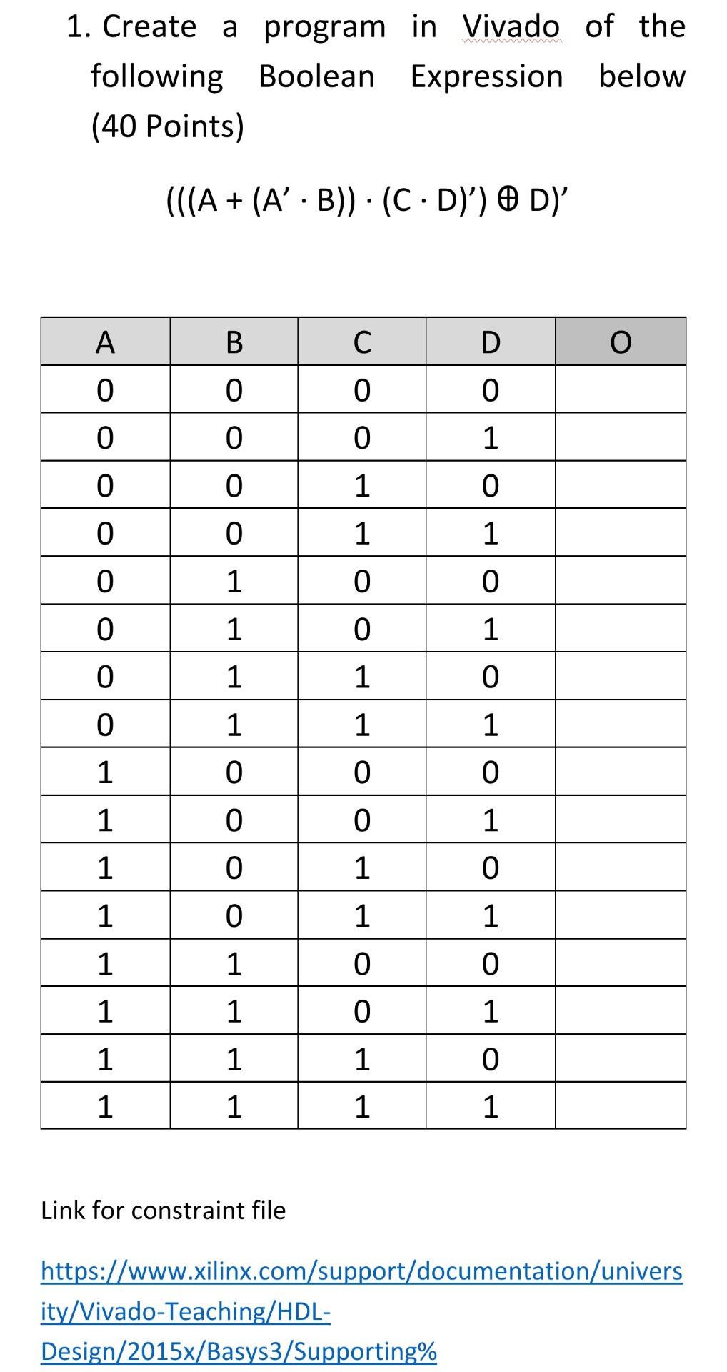 Solved 1. Create a program in Vivado of the following | Chegg.com