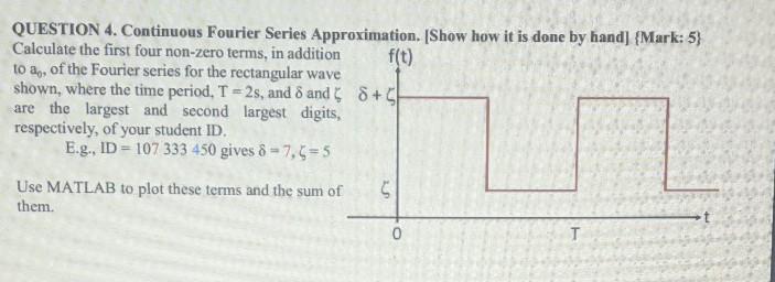 Solved QUESTION 4. Continuous Fourier Series Approximation. | Chegg.com